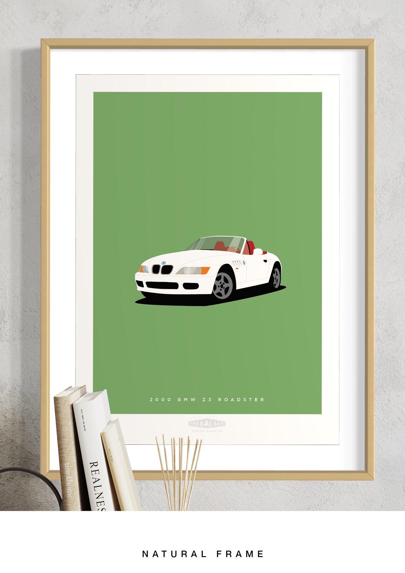 BMW Z3 Roadster 2000 Classic Car Poster | White – The Galaxie Design ...