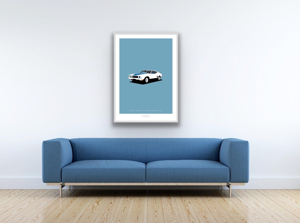 Ford Falcon XB GT 351 1975 Classic Car Poster | White – The Galaxie ...