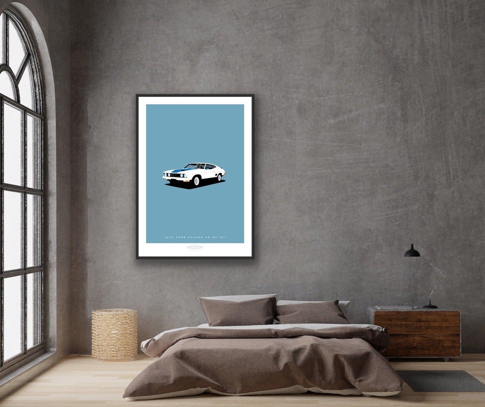 Ford Falcon XB GT 351 1975 Classic Car Poster | White – The Galaxie ...