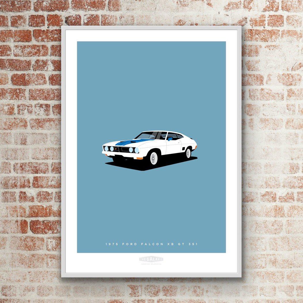 Ford Falcon XB GT 351 1975 Classic Car Poster | White – The Galaxie ...
